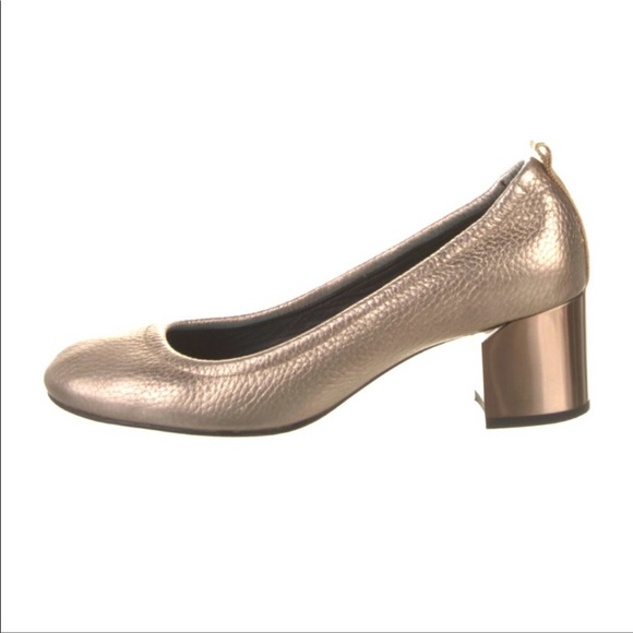 Lanvin | Shoes | Lanvin Bellerine Cube Heel Metallic Gold Leather Pumps ...